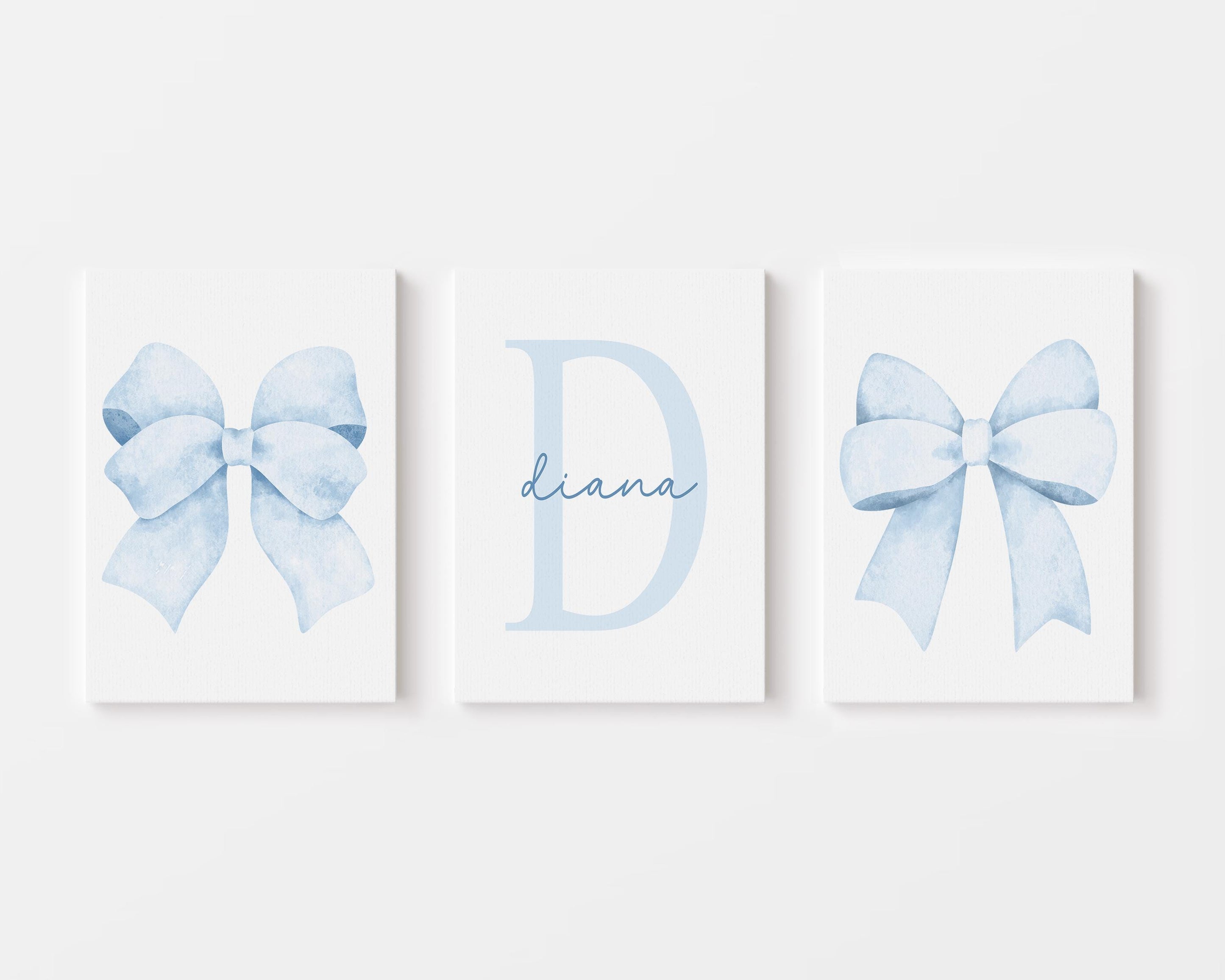 Light Blue Bow Wall Art Set - Personalized – Joyful Bird Store