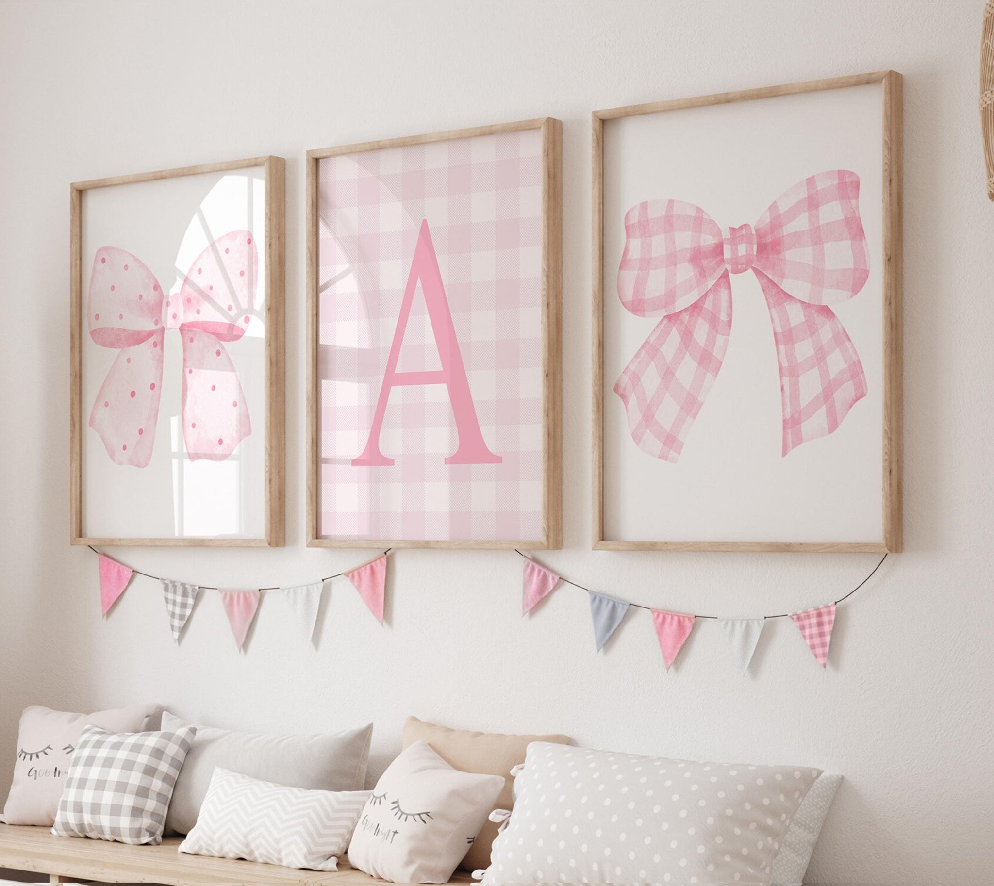 Pink Coquette Bow Wall Art Set - Personalized – Joyful Bird Store
